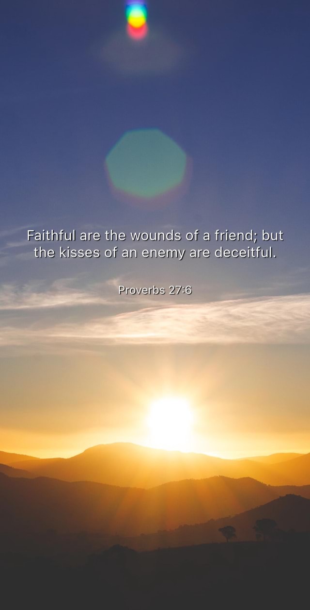 Faithful are the wounds of a friend; but the kisses of an enemy are ...