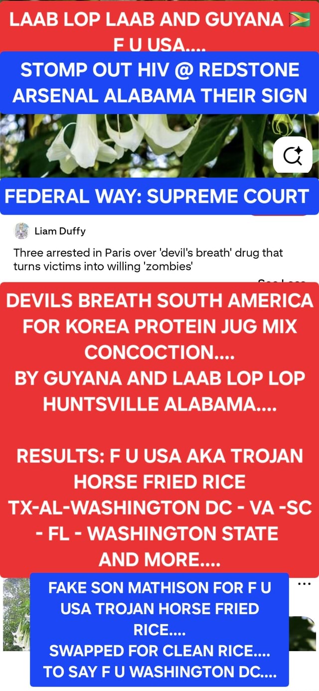 LAVA LOP LAAB AND GUYANA > F U USA.... STOMP OUT HIV @ REDSTONE ARSENAL ...