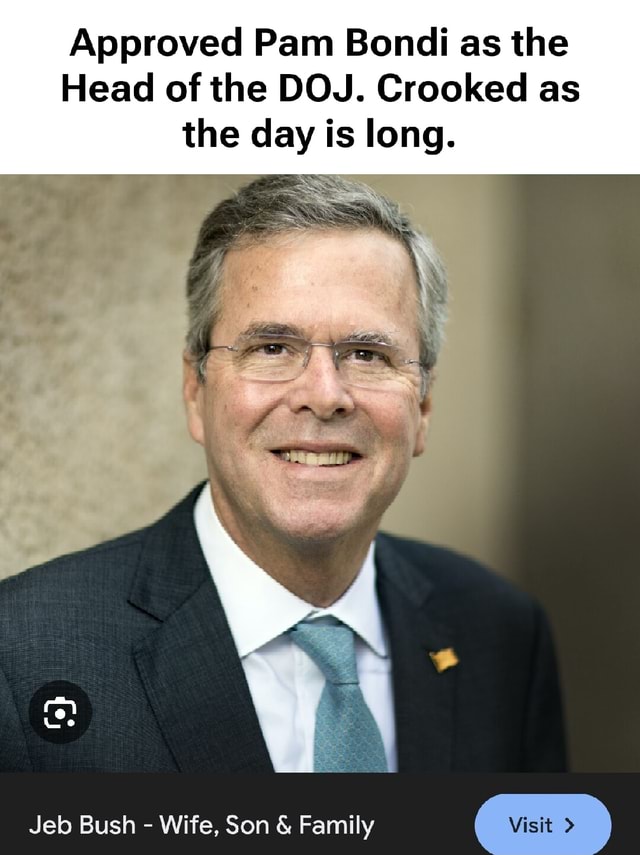 Approved Pam Bondi as the Head of the DOJ. Crooked as the day is long ...