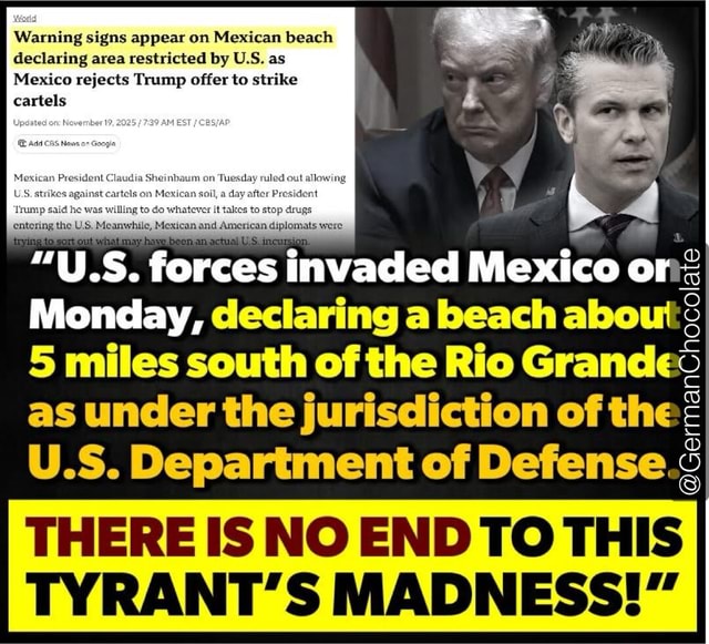 Warning signs appear on Mexican beach declaring area restricted by U.S ...