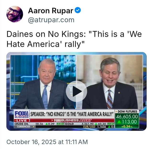 Aaron Ru @ @atrupar.com Daines on No Kings: "This is a 'We Hate America ...