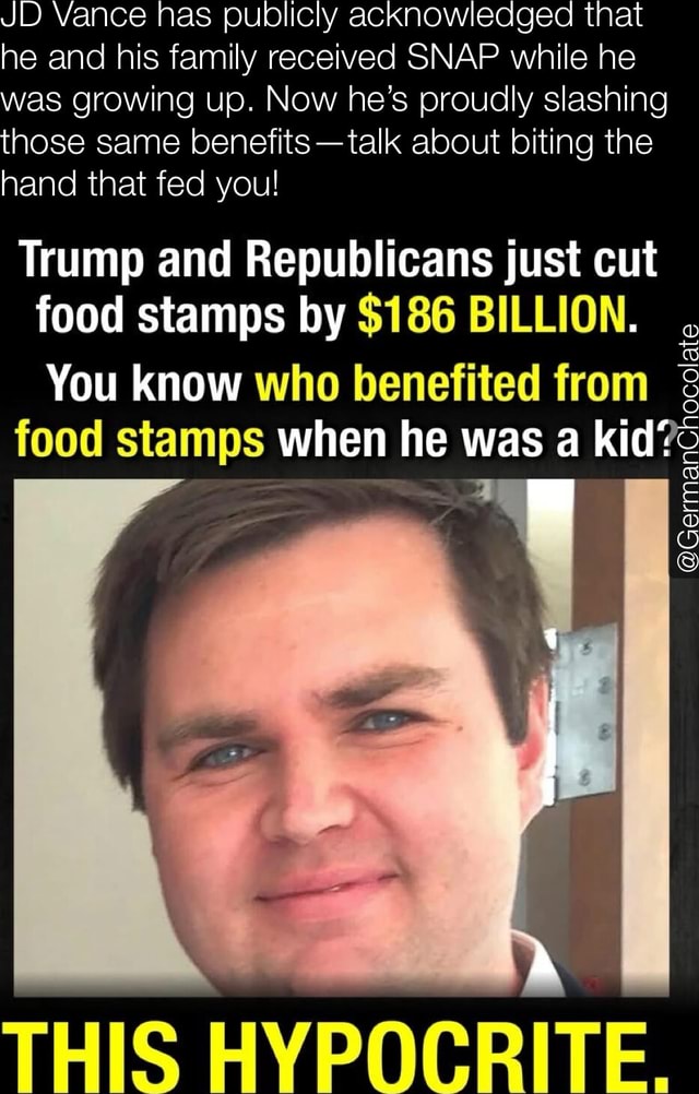 JD Vance has publicly acknowledged that he and his family received SNAP while he was growing up ...