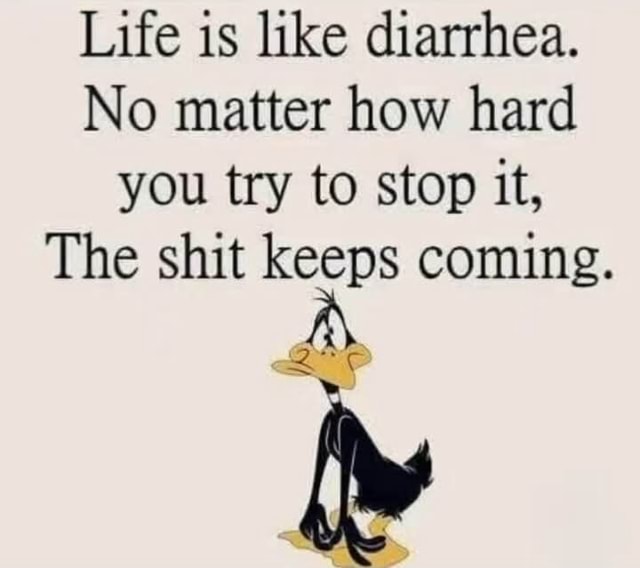 Life is like diarrhea. No matter how hard you try to stop it, The shit ...