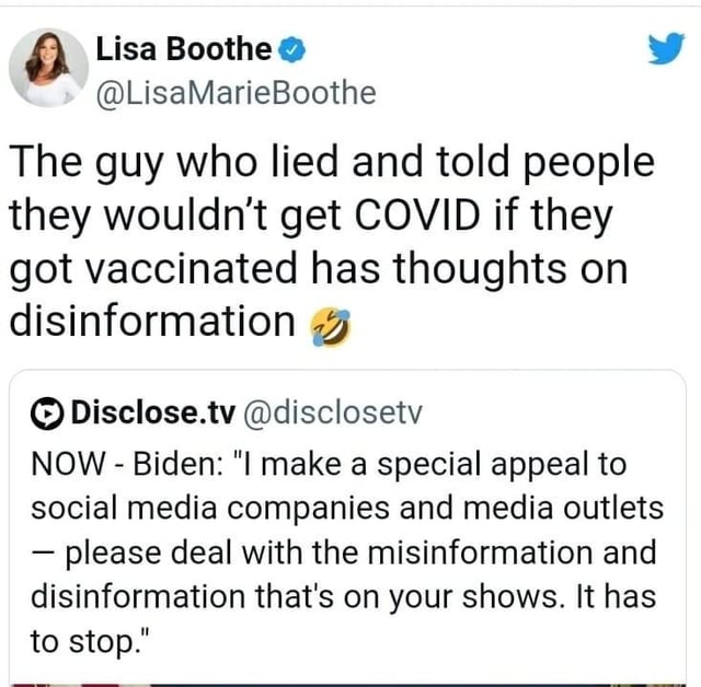 Lisa @LisaMarieBoothe The guy who lied and told people they wouldn't ...