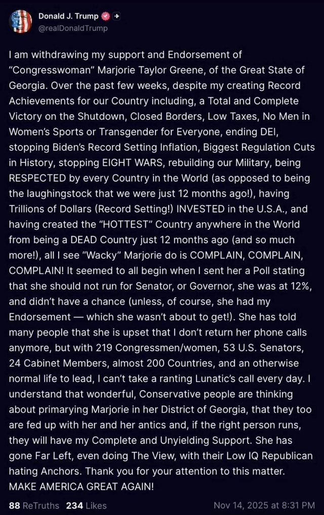 Donald J. Trump @ + @reaiDonaldTrump I am withdrawing my support and ...