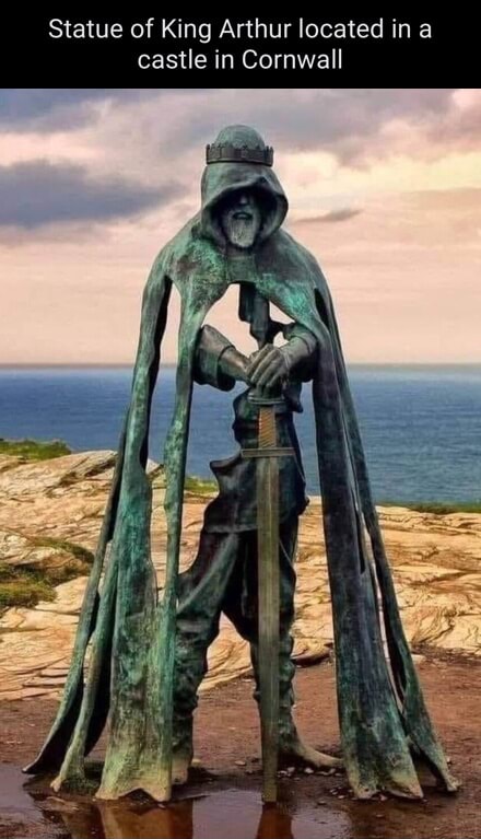 Statue of King Arthur located in a castle in Cornwall - America’s best ...