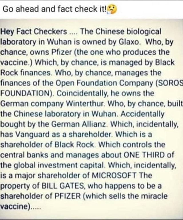 Go ahead and fact check it!" Hey Fact Checkers The Chinese biological ...