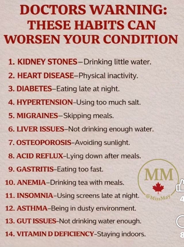 DOCTORS WARNING: THESE HABITS CAN WORSEN YOUR CONDITION O NE . KIDNEY ...
