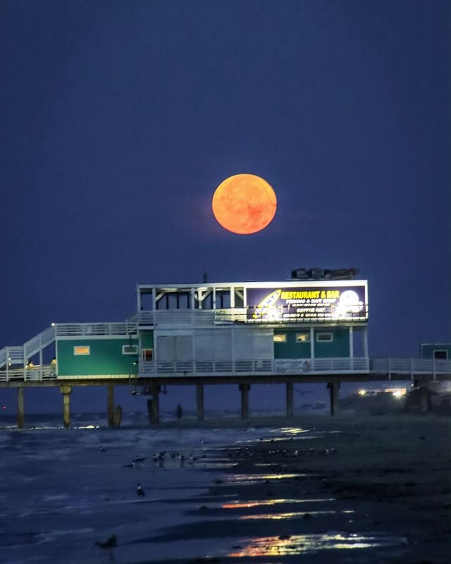 Full moon 🌕 over the Texas Gulf Coast. Captured by your host ...