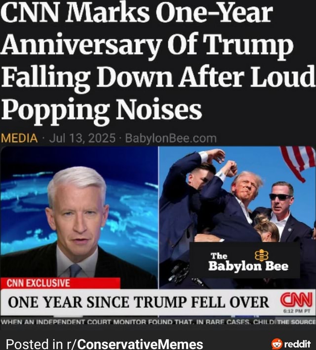 CNN Marks One-Year Anniversary Of Trump Falling Down After Loud Popping ...