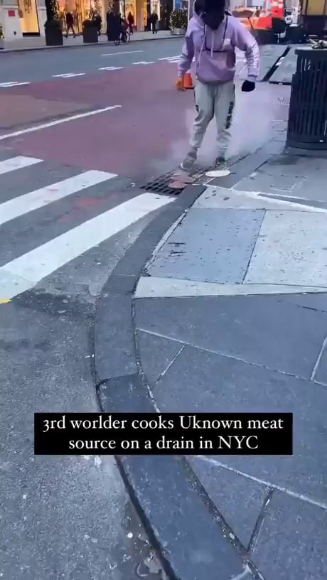Worlder cooks Uknown meat source on a drain in NYC - America’s best ...