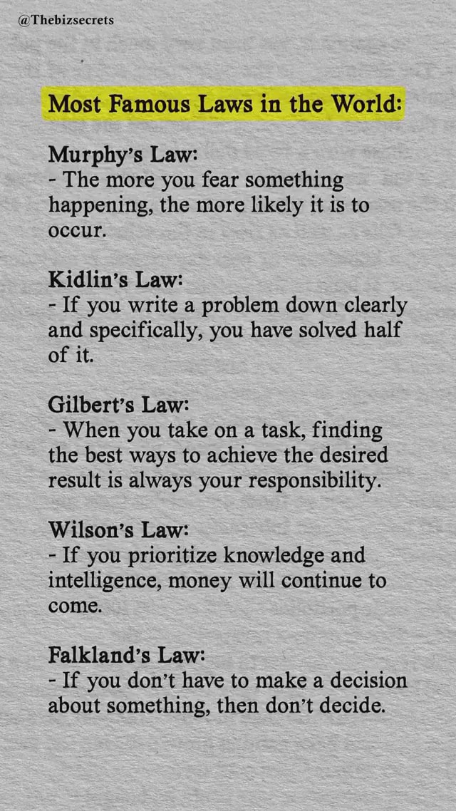 Understanding the wisdom in these famous laws can change how you ...