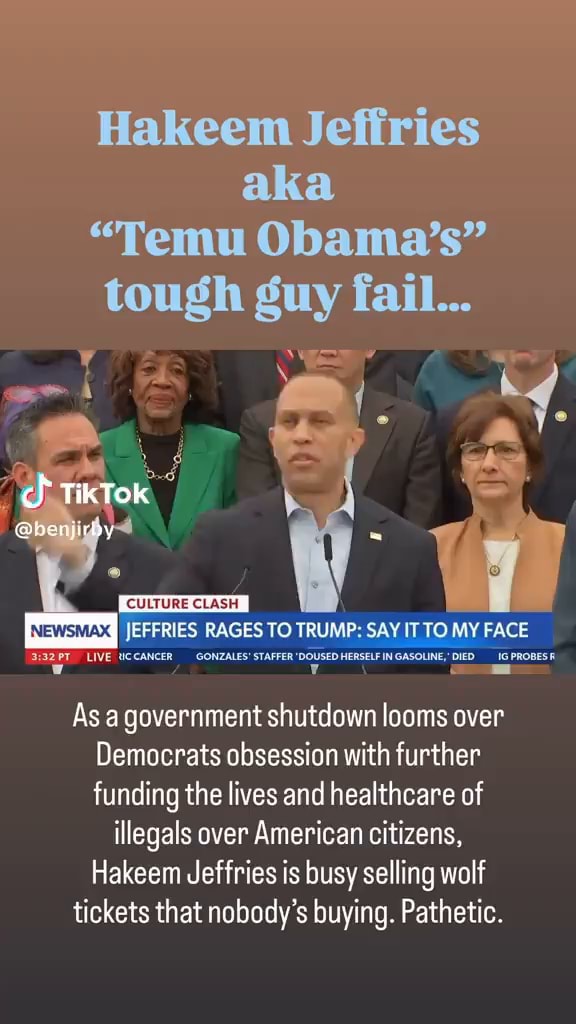 Hakeem Jeffries aka "Temu Obama's" tough guy fail... TikTok RAGES TO ...