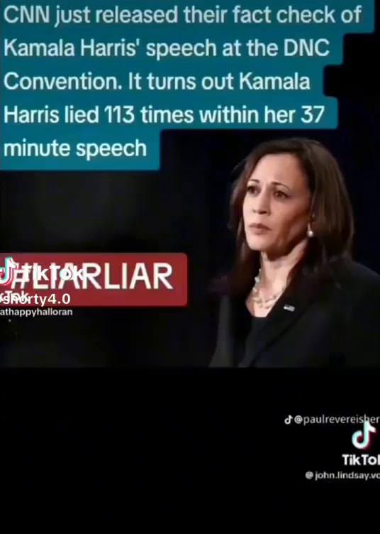 CNN just released their fact check of Kamala Harris' speech at the DNC ...