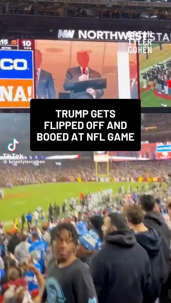 TRUMP GETS FLIPPED OFF AND I- BOOED AT NFL GAME briantylercohen \val ...