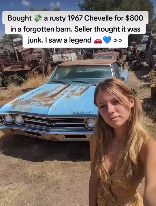 Aa Bought a rusty 1967 Chevelle for $800 I ina forgotten barn. Seller ...